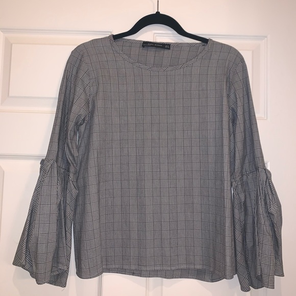 Tops | Zara Black And White Checkered Top | Poshmark